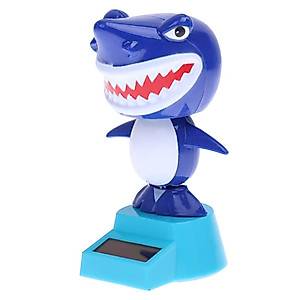 Solar Powered Bobble Toy Animated Solar Bobble Head Toys Desk Top Car Interior Decor Ornament - Shark