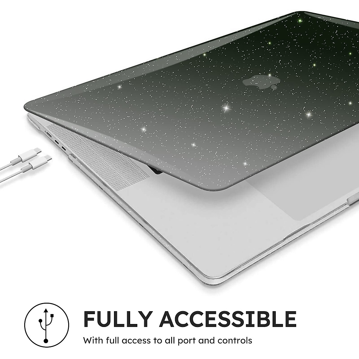 iCasso for MacBook Air 13.6 Inch Case 2022 2023 Release A2681 M2 Chip with Retina Display，Glitter Hard Shell Case for MacBook Air M2 + Keyboard Cover + Screen Protector -Glitter Black Gradient