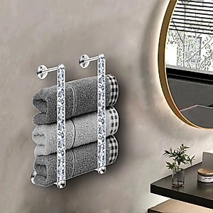 Meetart Towel Racks for Bathroom,Crystal Crushed Diamond Wall Towel Bar,2 Bar Mounted Bathroom Towel Organization for Rolled Towels,Rolled Blanket.（20”）