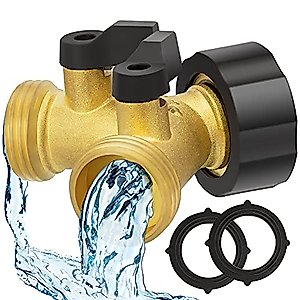 AUTOMAN Hose Splitter 2 Way | Brass Garden Hose Splitter | 100% Rustproof Water Hose Splitter with Adjustable Flow Valves | Seamless Design & 2 Extra Rubber Washers | 3/4" Y Connector Hose Adapter.