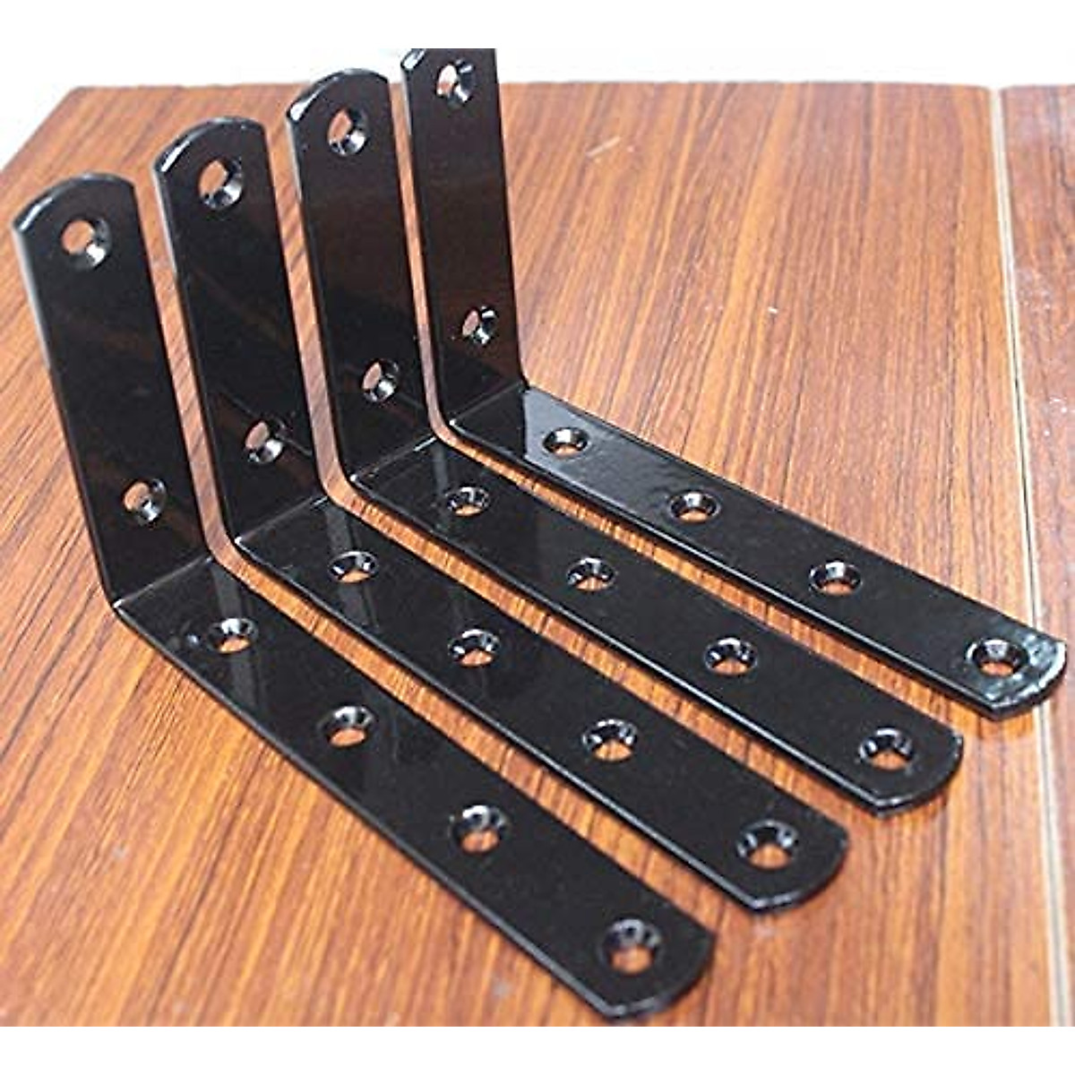 MHMYDZ 4 Pcs Black Steel Heavy Duty"L" Corner Brace Joint Angle Bracket Shelf Bracket Wall Hanging with Screws 125mmX75mm/5 InchX3 Inch Decorative Corner Brackets Joint Angle Bracket