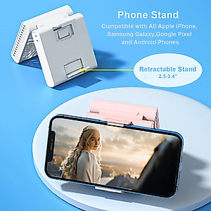 OHKYOOT Portable Travel Fan,Foldable Mini Desk Fan,USB Rechargeable Neck Fan for Travel,Outdoors,Indoors (Pink)