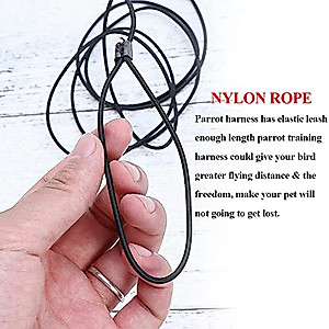ASOCEA Bird Parrot Harness Leash Adjustable Anti-Bite Flying Training Rope Pet Outdoor Traction Lead for Budgerigar Lovebird Cockatiel Mynah Small Birds - Black