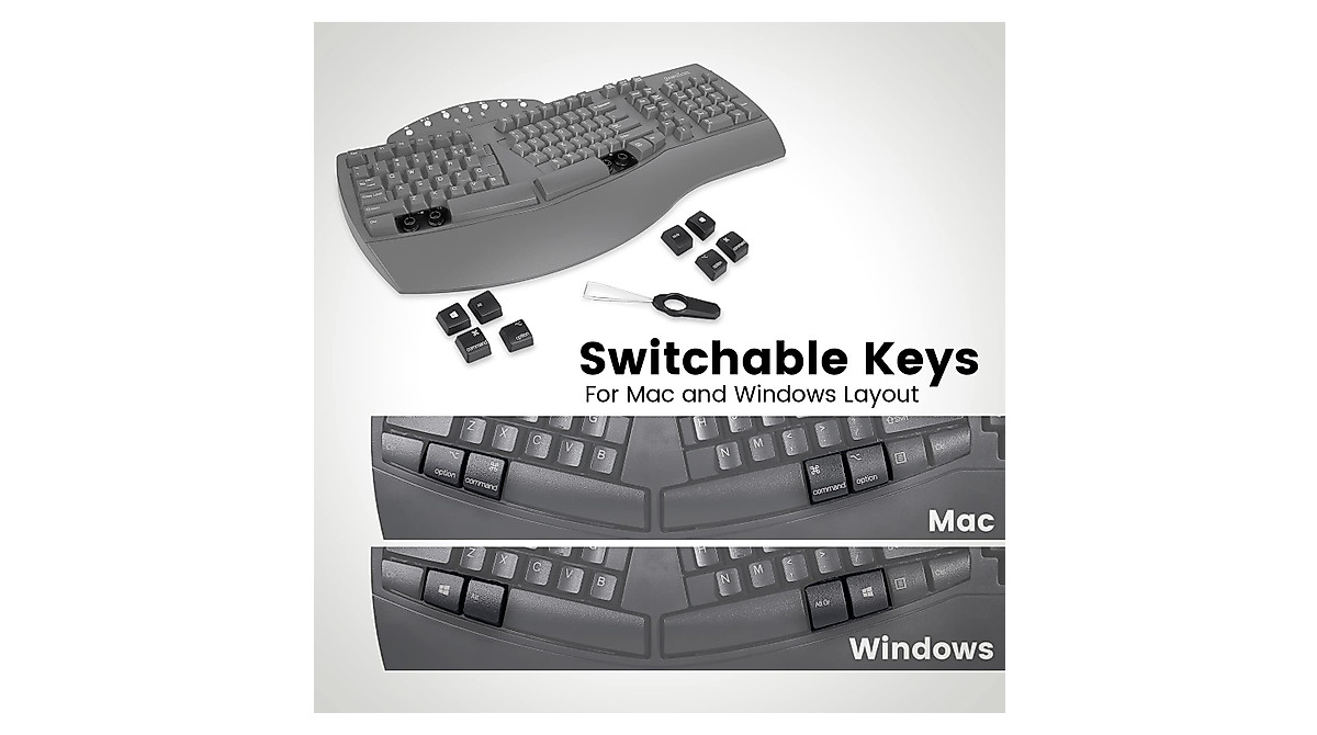 Perixx Periboard-612B Wireless Ergonomic Split Keyboard with Dual Mode ...