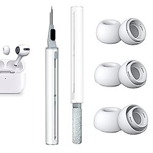 [3 Pairs] Replacement Ear Tips for AirPods Pro and AirPods Pro 2nd Generation with Noise Reduction Hole, 3 in 1 Cleaner Kit for AirPods 1 2 3 Pro/Pro 2, Silicone Ear Tips for AirPods Pro (S/M/L)