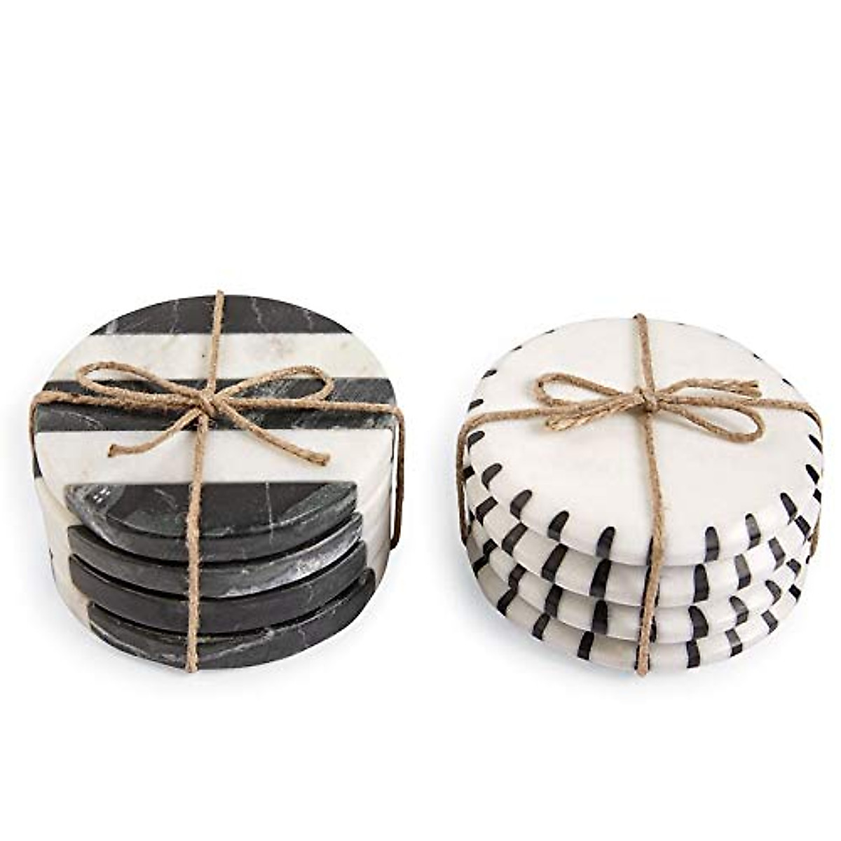Mud Pie Stripe Black White Coasters, 4" dia