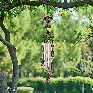 Angel Wind Chimes Outdoor, Waterproof Brass Retro Windchimes with 4 Aluminum Tubes, Wind Bells Memorial Wind Chime Mom's Gift for Home Garden, Yard, Patio Decor (Angel)