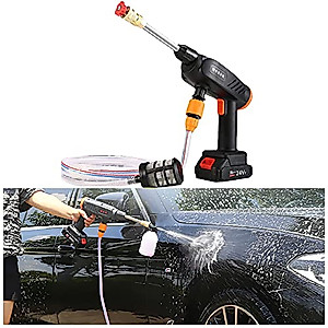 Auoesiwi Cordless Pressure Washer Battery Powered,Small Pressure Washer Portable 24v Electric Cleaner 160w 100bar Lithium,Extension Pole,Garden/Outdoor Cleaning Tool(Size:88VF)