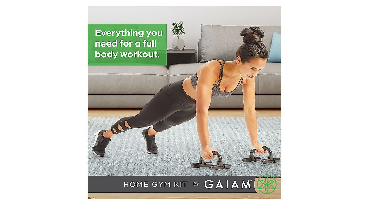 Gaiam Home Gym Kit for Total Body Workout - Ab Wheel & Resistance Bands