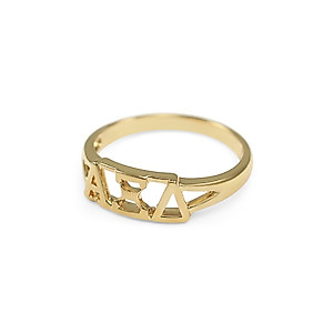 The Collegiate Standard Alpha Xi Delta 14k Gold Plated Sorority Ring with Greek letters