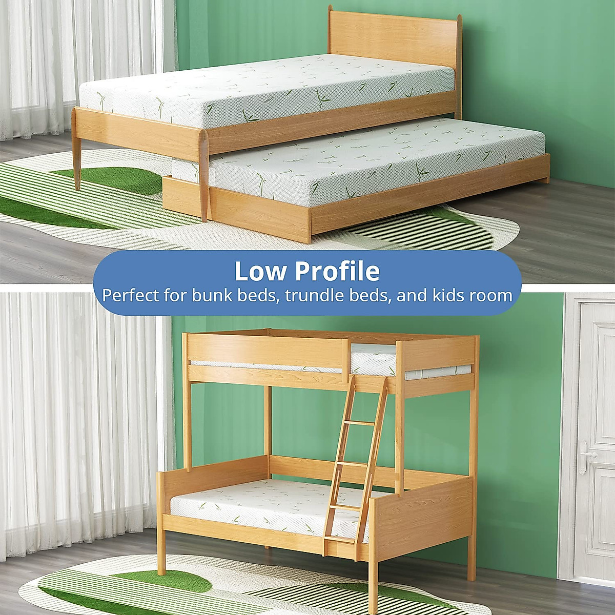 wOod-it Twin Mattress, 8 inch Twin Size Memory Foam Mattresses in a Box Cooling Gel Mattress for Kids Bunk Trundle Bed Daybed, Medium Firm