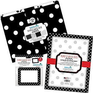 Barker Creek Get Organized Office Kit, Black & White Dot, 12 Coordinating File Folders printed on 14pt stock, 50 Sheets of Colorful Computer Paper, and 45 Versatile Self-Adhesive Labels/Name Tags(136)