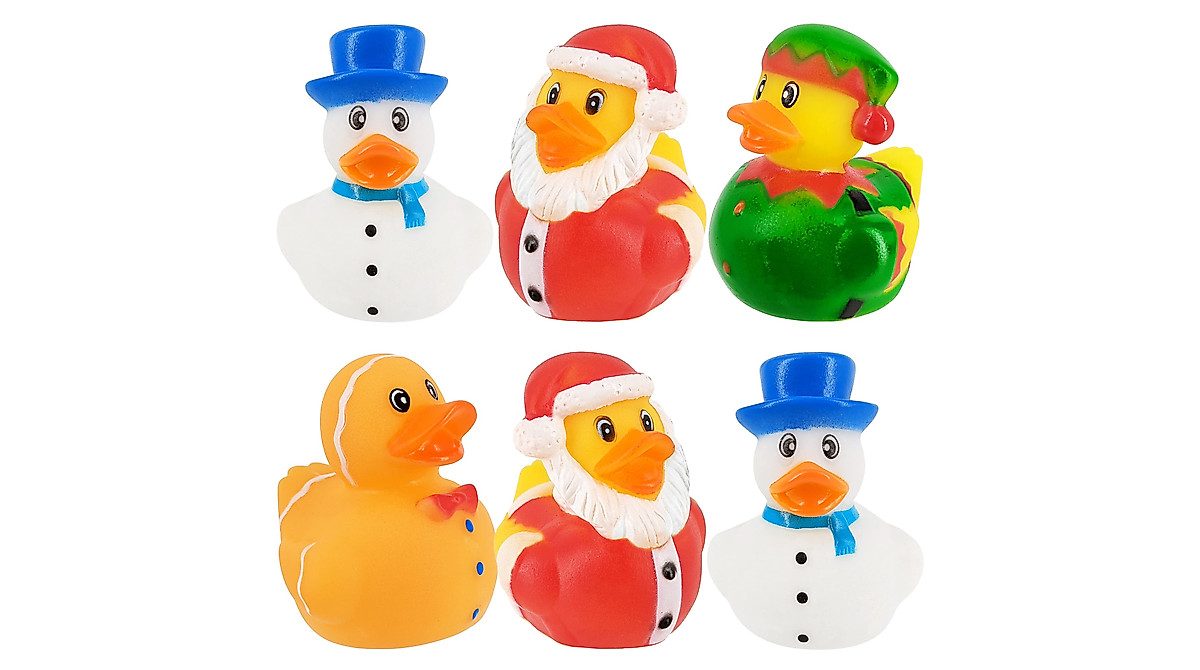 Christmas Rubber Duck Toys for Kids - 12-Pack Bath & Pool Play