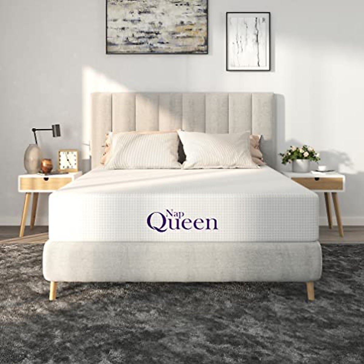 NapQueen Queen Mattress, 6 Inch Charcoal Memory Foam Mattress, Queen Bed Mattress in a Box, CertiPUR-US Certified, Medium Firm, Breathable Soft Fabric Cover