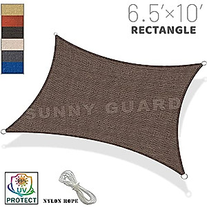 SUNNY GUARD Sun Shade Sail 6.5' x 10'Rectangle Brown UV Block Sunshade for Backyard Yard Deck Patio Garden Outdoor Activities and Facility