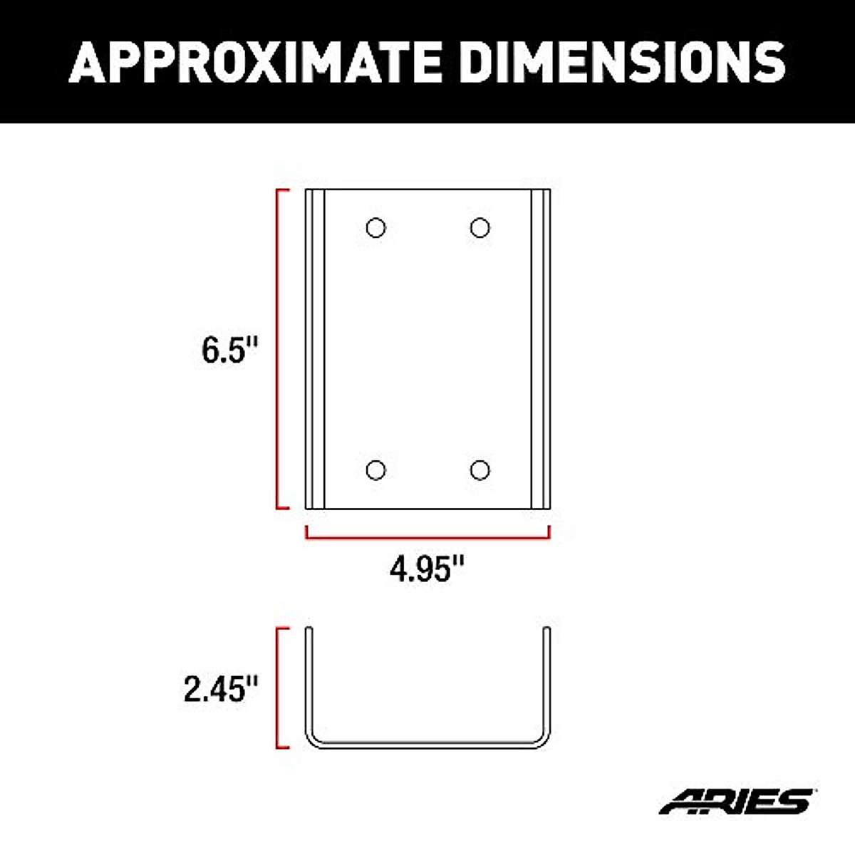 ARIES 256TBL Spare Tire Carrier Third Brake Light Extension Bracket, Select Jeep Wrangler JK
