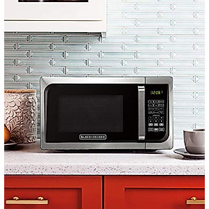 Black+Decker, Stainless Steel EM925AJK-P1 0.9-Cu. Ft. Pull Handle Microwave