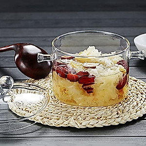 Glass Stew Pot Glass Soup Pot Glass Stew Pot With Lid Kitchen Stockpot Glass Cooking Pot Thickened Stock Pot Large Serving Bowl Salad Basins (1350ml)