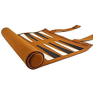 Andux Rollable Backgammon Board Game Microfiber Portable Chess Set PGSLQ-01(Brown)