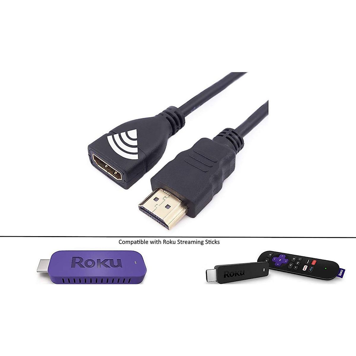 HDMI Extender Replacement for Roku/TV Stick 4K Max/Lite, Google Chromecast, Switch, Xbox One, PS4, PS3, HDMI Male to Female Cable 5 ft