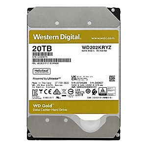 Western Digital 20TB WD Gold Enterprise Class SATA Internal Hard Drive HDD - 7200 RPM, SATA 6 Gb/s, 512 MB Cache, 3.5" - WD202KRYZ