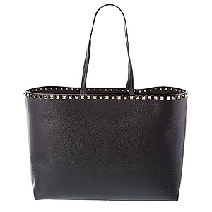 Valentino Rockstud Large Grainy Leather Shopper Tote, Black