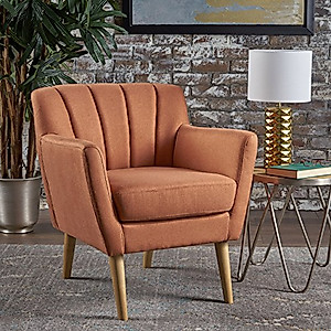 Christopher Knight Home Merel Mid-Century Modern Fabric Club Chair, Orange / Natural