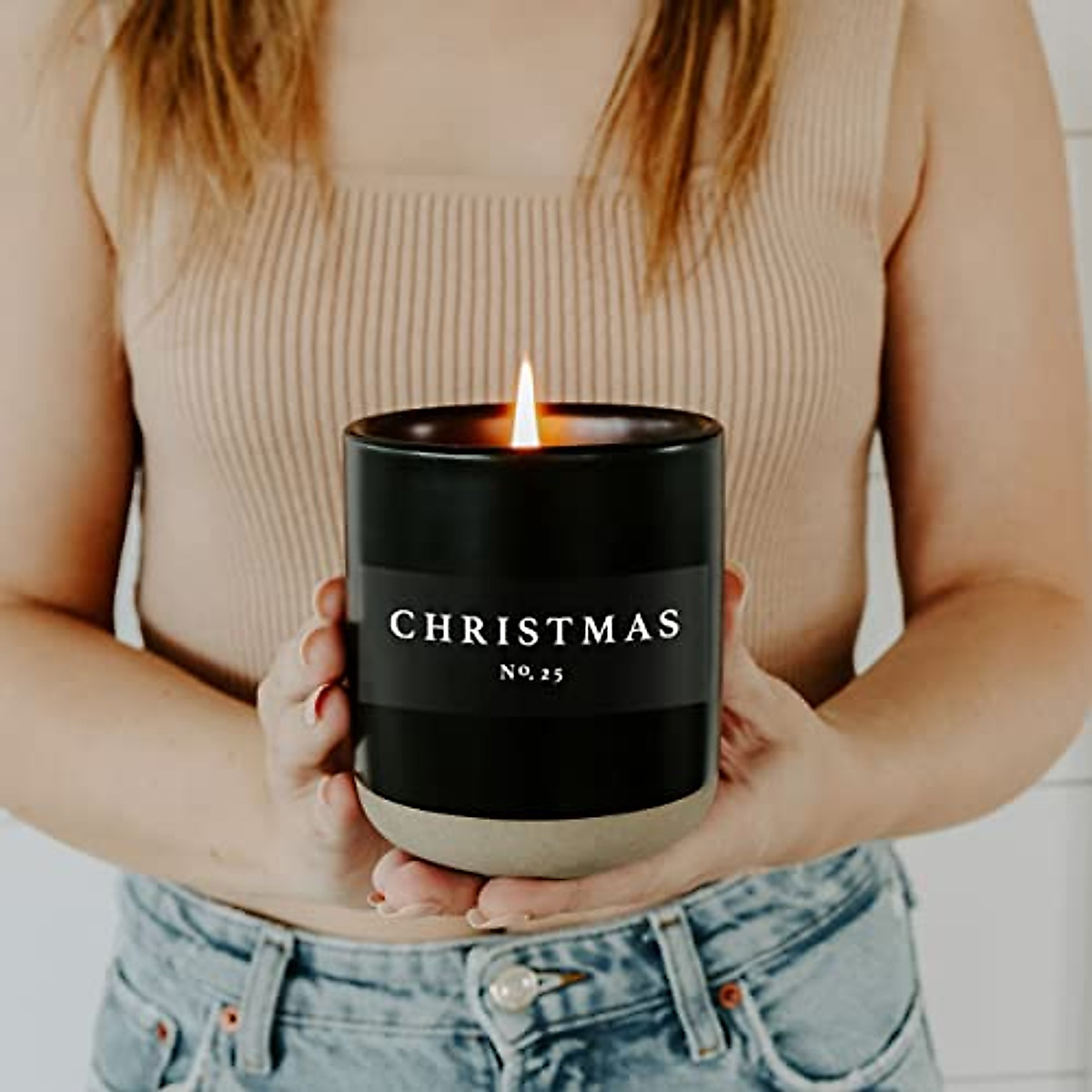 Sweet Water Decor Christmas Soy Candle | Apple Cider, Cinnamon, Fresh Cut Christmas Tree, and Cookies Scented Candles for Home | 12oz Black Stoneware Jar, 60+ Hour Burn Time, Made in the USA