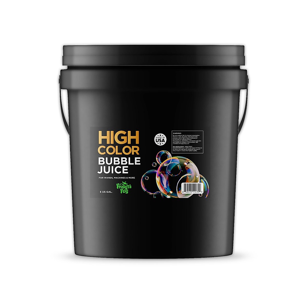 Froggy's Fog High Color Bubble Juice, Strong, Long-Lasting Bubble Solution Creates Iridescent Bubbles for Bubble Machines and Bubblers, 5 Gallon Pail