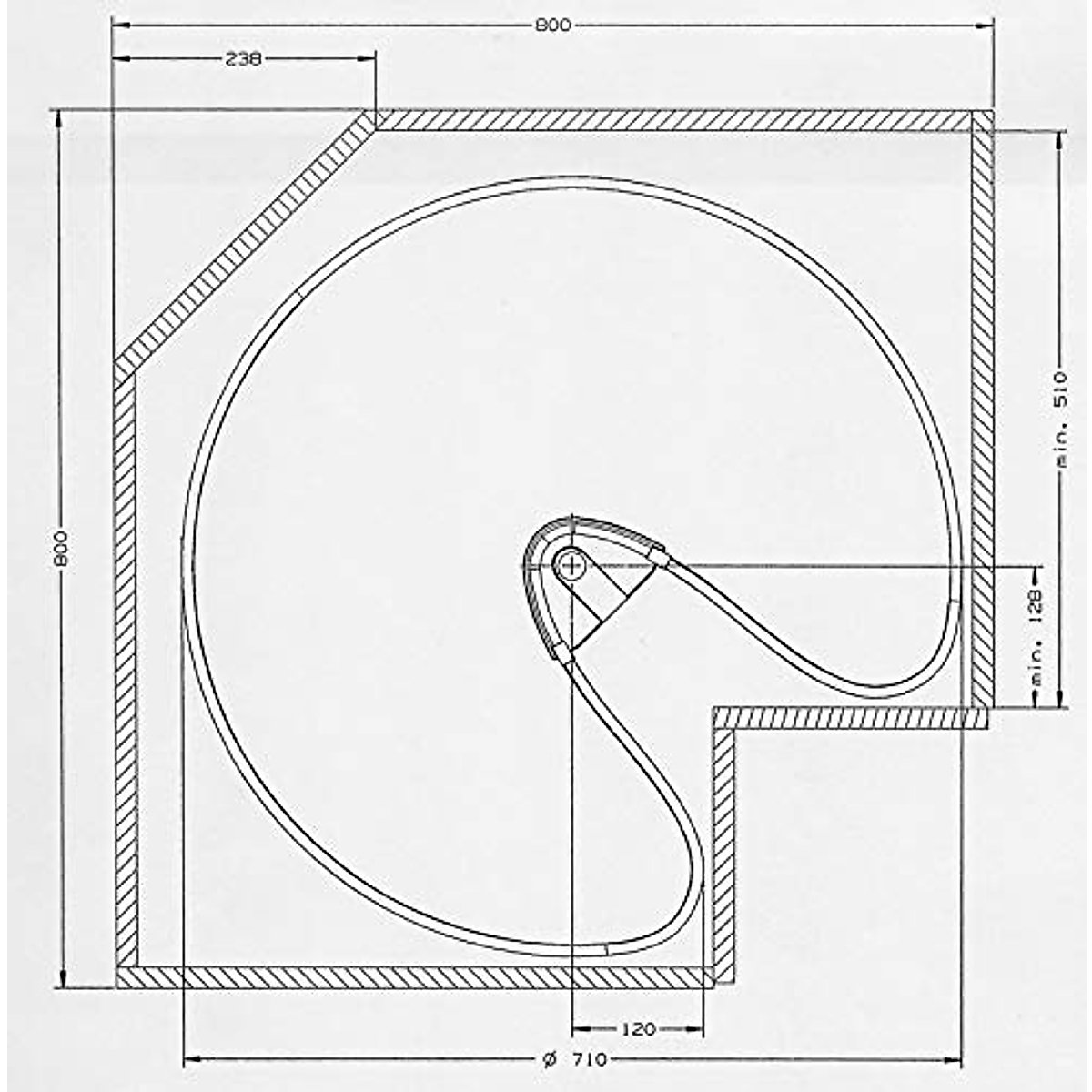 Pro-Arc The New Generation of 3/4 Kidney 2-Shelf Lazy Susan Set with Durable Anti-Slip Spider-Web Structured Rigid Ergonomically Designed Gray Trays (32 INCH)