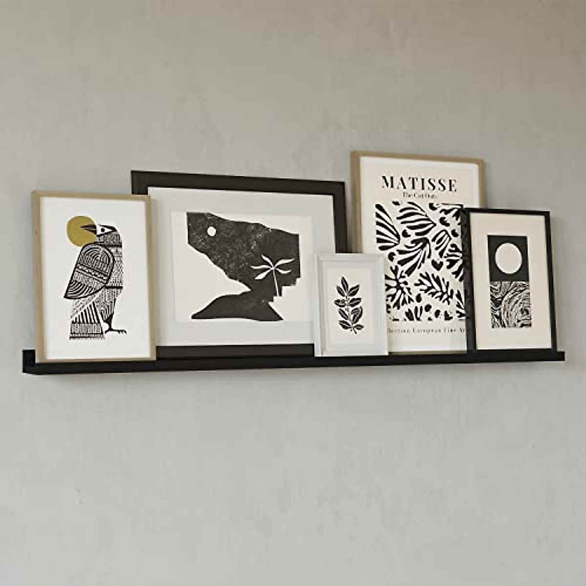 Wallniture Denver 46" Black Floating Shelf for Wall Collage, Picture Ledge Shelf for Living Room Decor