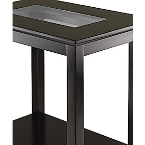 Winsome Genoa 25.04 x 23.94 x 16.3-Inch Composite Wood End Table With Glass Top, Dark Brown (92419)