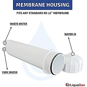 LiquaGen - 200 GPD Water Saver Upgrade Kit - Aquarium Reef/Reverse Osmosis Membrane + Full Membrane Housing Kit | RO Water Purification Replacement Filter Kit for Under Sink or Countertop Use