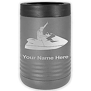 LaserGram Double Wall Insulated Beverage Can Holder, Personal Watercraft, Personalized Engraving Included (Standard Can, Gray)