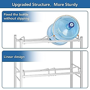 5 Gallon Water Jug Holder of 4 Tiers Water Bottle Storage Rack Stand with Large Capacity for 8 Bottles Heavy Duty Water Bottle Organizer Save Space for Kitchen, Dining Room, Garage (Silver)