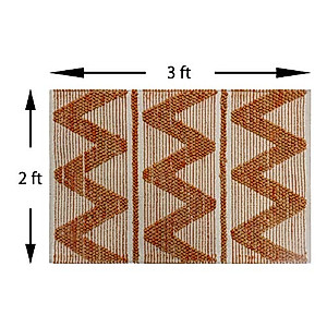 Woven St Wool Area Rug | Carpets Suitable For Living Room, Bedroom, Dining Room, Home Décor | Luxurious Handcrafted Traditional Rugs | Non-Skid | Combination Of Wool & Cotton | 2’ x 3’ | Stripe Orange