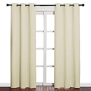 NICETOWN Long Curtains for Windows, Eyelet Top Room Darkening Panels/Drapes for Living Room (Beige, 2 Panels, W42 x L84 inches)