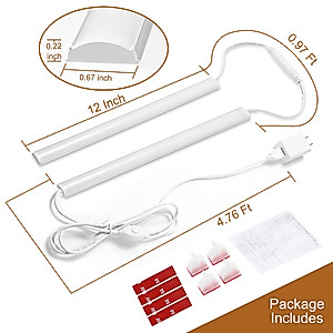 Plug-in Under Cabinet Lighting, 2pcs 12 Inch Dimmable Closet Light, Cold White 6000K Linkable USB LED Light Bar, Memory Function, Under Counter Lights for Kitchen, Desk, Workspace