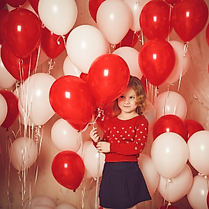 100pcs Red Balloons, 12 inch Red Latex Party Balloons Helium Quality for Like Birthday Party,Wedding, Anniversary, Christmas or Vanlentine's Party Decoration (with Red Ribbon)…