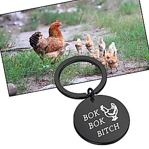 ENSIANTH Funny Chicken Keychain Chicken Lover Gift Bok Bok Bitch Crazy Rich Asians Inspired Gift for Friend (Black)