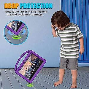 Kids Case for 10in Tablet Not for Samsung iPad 10 inch Tablets(Only 11th Gen, 2021 Release)- Patamiyar Lightweight Shockproof Case with Screen Protector Carring Handle Built-in Stand - Purple