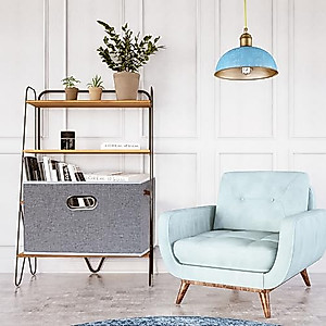 Yawinhe Collapsible Storage Bins, 12.99 x 9.05 x 7.87 Inch, Cube Storage Bins, Fabric Foldable Storage Bins Organizer Containers with Dual Leather Handles for Home Closet Office (Grey, 4-Pack)