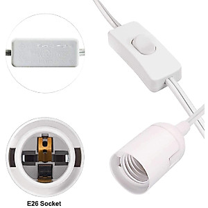 Simple Deluxe 360W 15ft Extension Hanging Lantern Pendant Light Lamp Cord Cable E26 Socket (No Bulb Included) On/Off Switch, 2 Pack, White