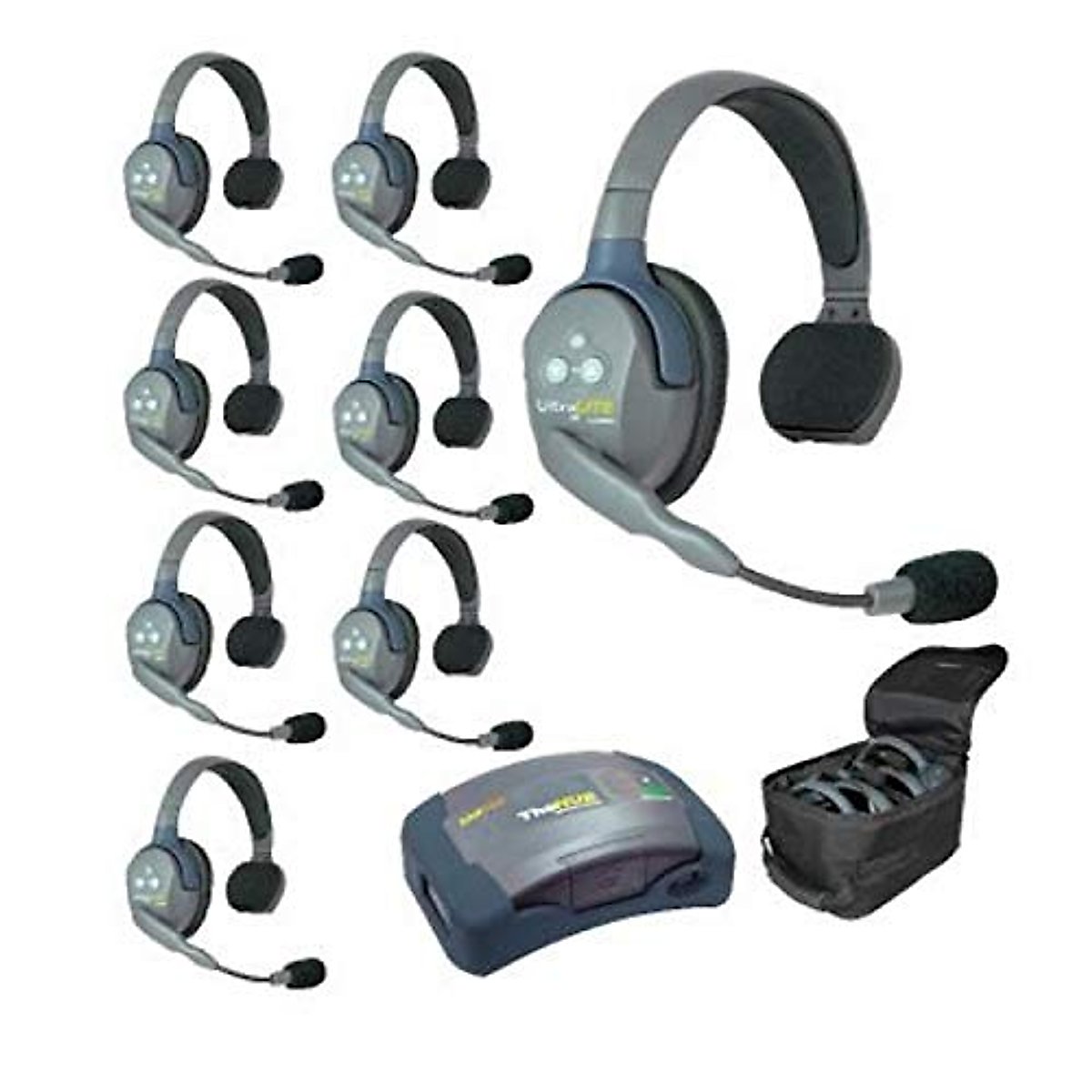 Eartec HUB8S 8-Person Full Duplex Wireless Intercom with 8 Ultralite Single Ear Headsets