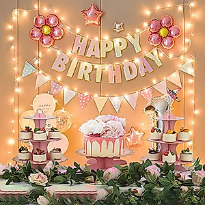 Set of 3 Party Cake and Cupcake Stand Tray, 3-Tiered Cardboard Pink Cupcake Stand,Disposable Cupcake Stands Easy Assemble Dessert Holder fit for Party, Wedding, Afternoon Tea, Birthday