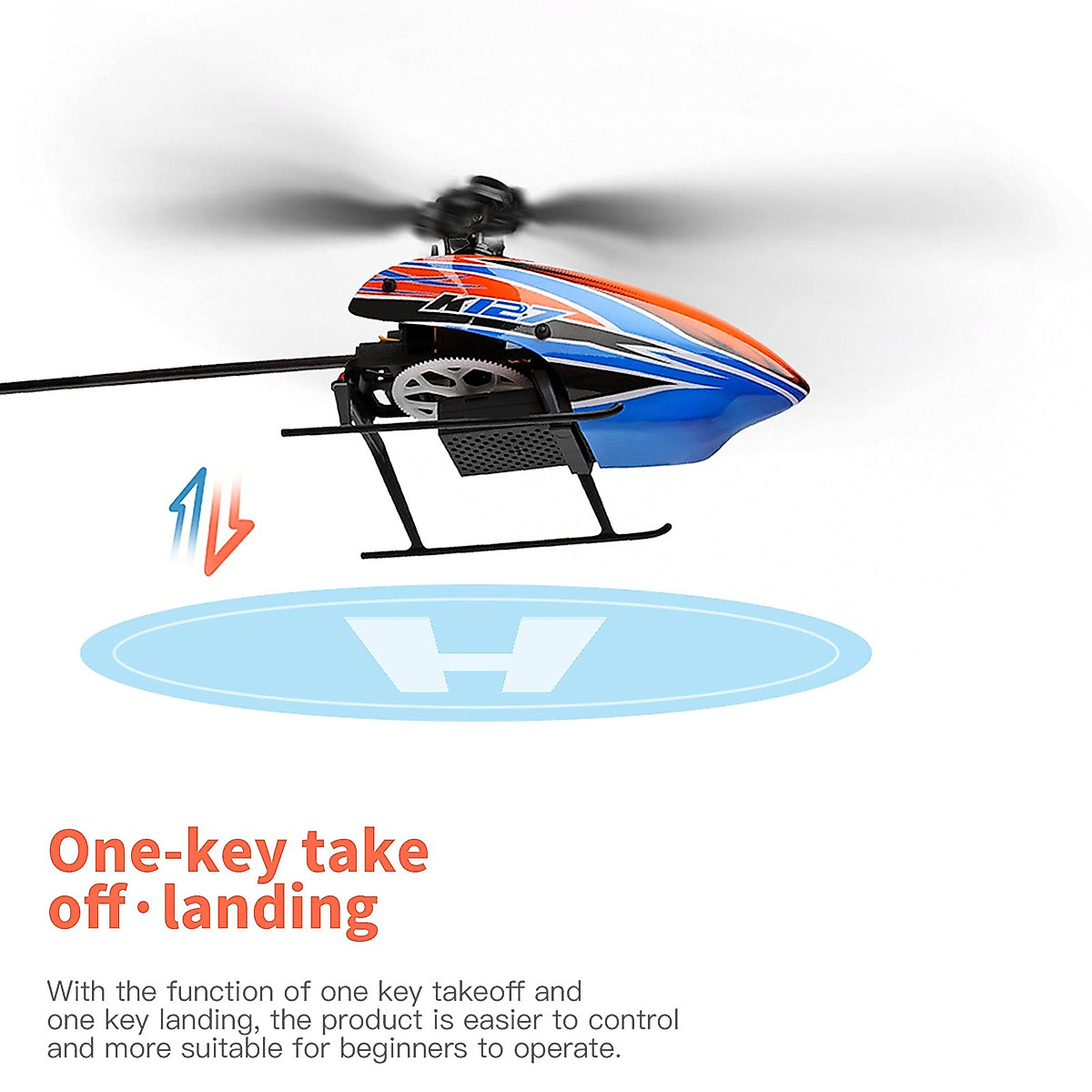 GoolRC RC Helicopter, WLtoys XK K127 Remote Control Helicopter, 4 Channel RC Aircraft with 6-Axis Gyro, Altitude Hold, One Key Take Off/Landing, Easy to Fly for Kids and Beginners, Include 3 Batteries
