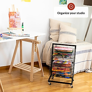 ODOXIA Art Drying Rack for Classroom | Functional & Mobile Paint Drying Rack | 19 Removable Shelves | Canvas Rack Art Storage | Painting Drying Rack with Wheels | Stack Rack for Painting, and More