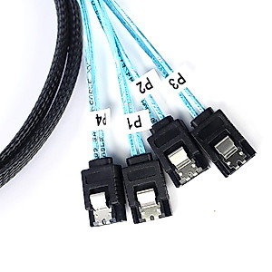 ADCAUDX 2Pack Mini SAS to SATA Cable: 0.5M SFF-8087 to SATA Mini SAS Breakout Cable SFF8087 to SATA Mini-SAS to SATA SAS to SATA Breakout(1.6FT)