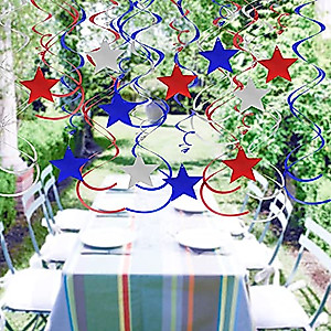 jiebor 30Pcs Red White and Blue Decorations Star Swirl Garland Banner Hanging for Memorial Day 4th Of July Independence Day Labor Day Home Party Decorations