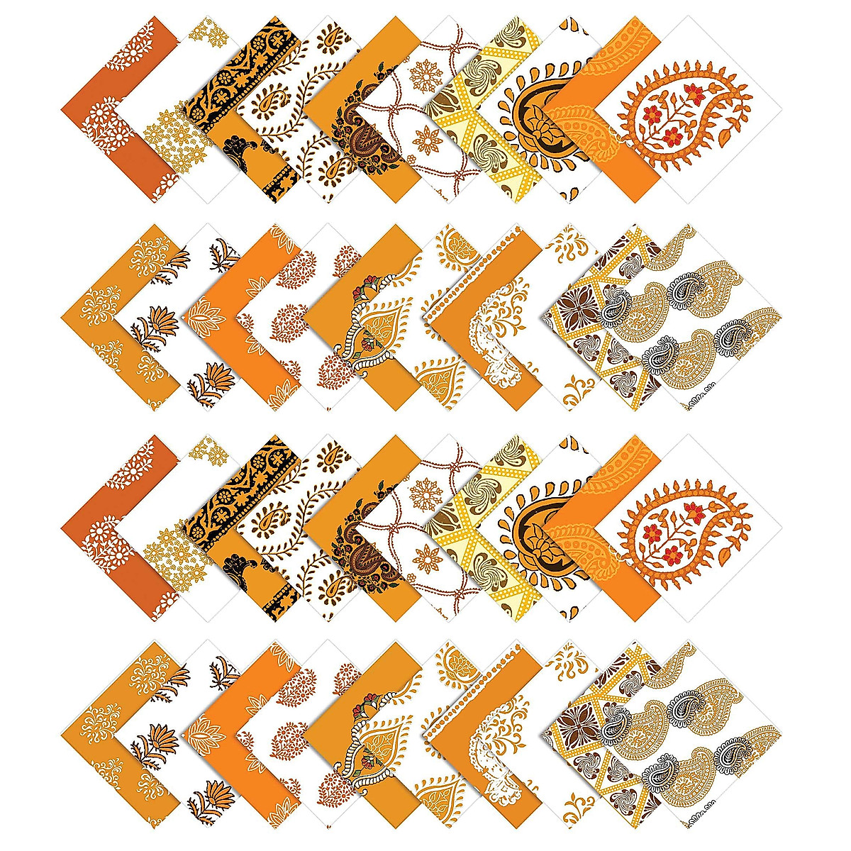 Soimoi 40Pcs Paisleys Print Precut Fabrics Strips Roll Up 1.5 inches Cotton Jelly Rolls for Quilting - Orange